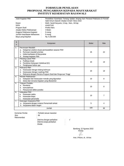 Hasil Review Proposal Mokh Sandi Haryanto S Kep Ners M Kep Semester Gasal Tahun