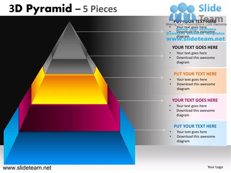 D Pyramid Stacked Shapes Chart Pieces Powerpoint Presentation Templates PDF