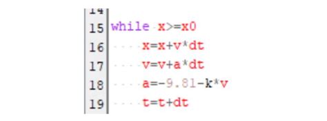 euler algorithm for a particle traveling in one dimension considering