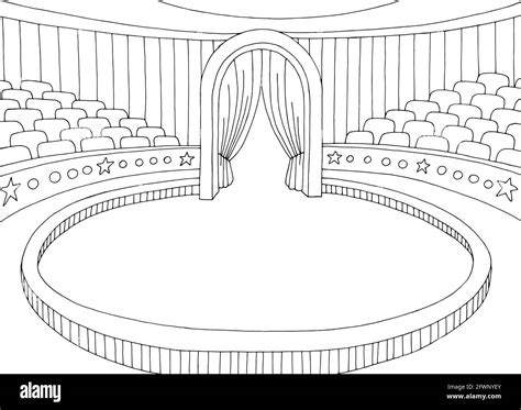 Circus Interior Graphic Black White Interior Sketch Illustration Vector