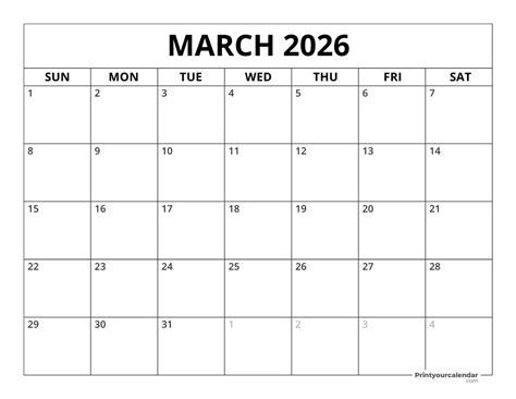 March 2027 Calendars Free Printable