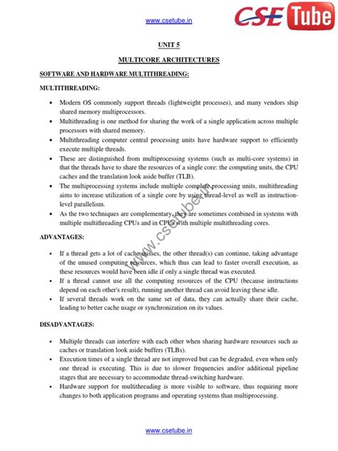 unit 5 pdf thread computing multi core processor