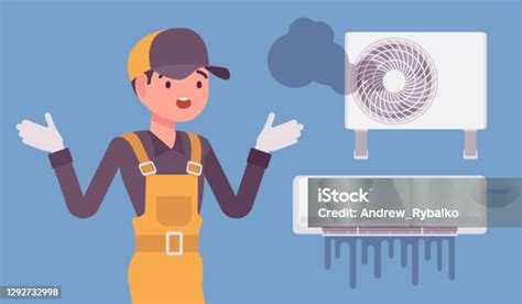 에어컨 장치 시스템 고장 정기적인 유지 보수를 무시한 후 손상 에어컨에 대한 스톡 벡터 아트 및 기타 이미지 에어컨 깨짐