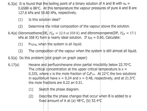Solved 63a It Is Found That The Boiling Point Of A Binary