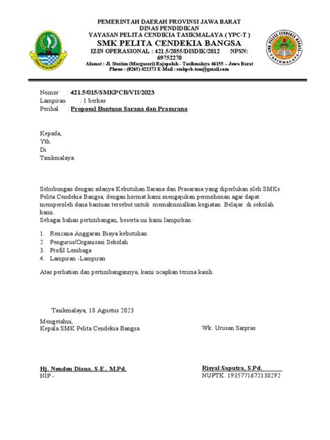 Proposal Pengajuan Sarpras Pdf