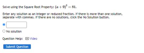 Solved Solve Using The Square Root Property A Chegg