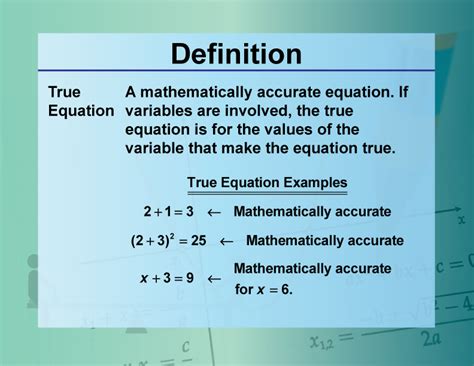 Definition Equation Concepts True Equation Media4math