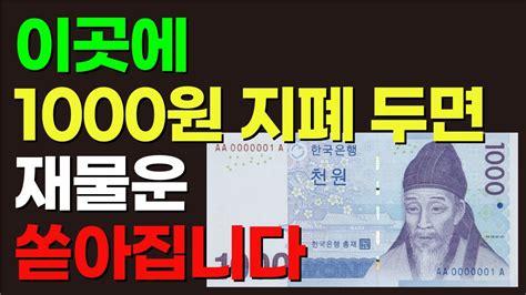 부자가 되고 싶다면 1000원 지폐 이곳에 두세요 돈복이 쏟아진다 재물운 풍수 풍수인테리어 Youtube