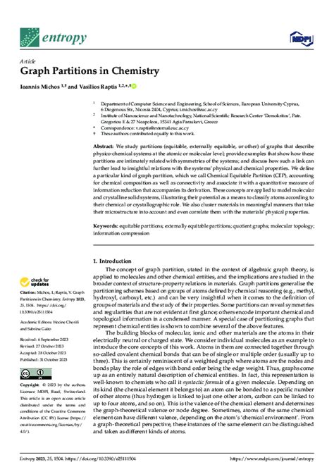 Pdf Graph Partitions In Chemistry