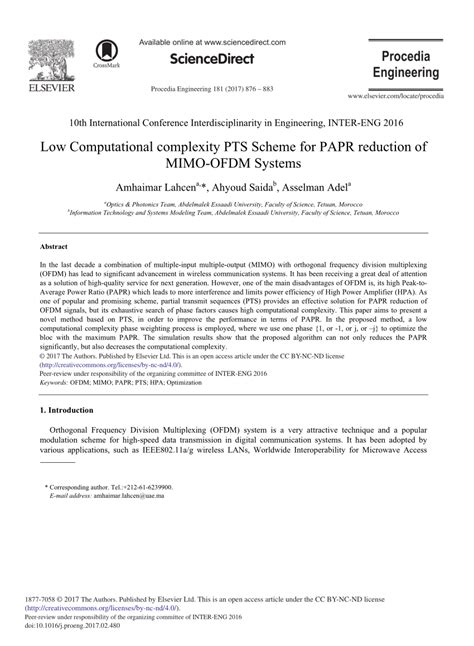 Pdf Low Computational Complexity Pts Scheme For Papr Reduction Of