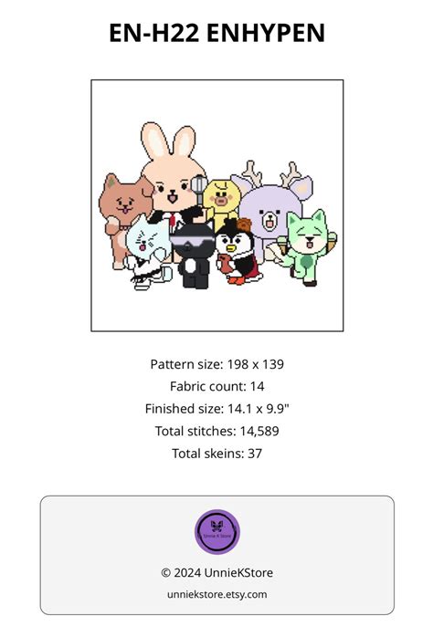 Kpop En H22 Enhypen Emojis Group Cross Stitch Pattern Etsy