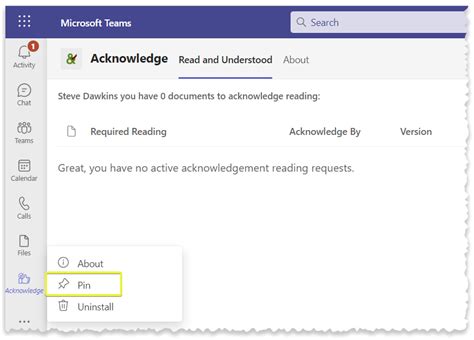 Teams And Sharepoint Acknowledgement App Install — Read And Understood