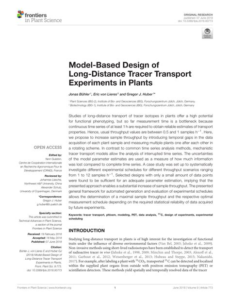 Pdf Model Based Design Of Long Distance Tracer Transport Experiments In Plants