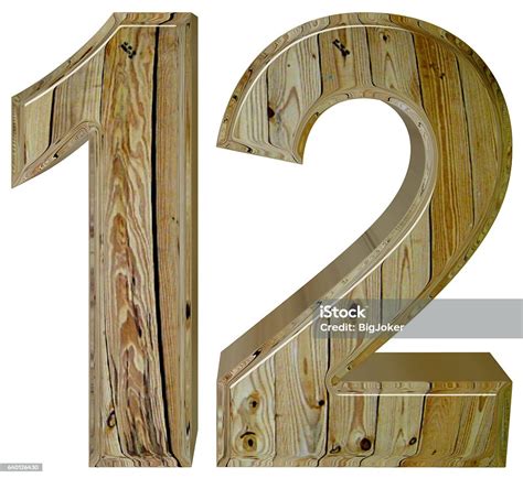 숫자 12 12 흰색 배경에 격리 3d 렌더링 0명에 대한 스톡 사진 및 기타 이미지 0명 디지털 생성 이미지 목재 재료 Istock