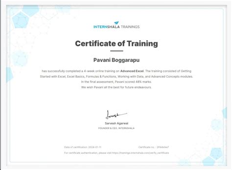 pavani boggarapu on linkedin advancedexcel internshala