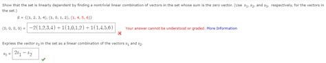 Solved Show That The Set Is Linearly Dependent By Finding A Chegg Com