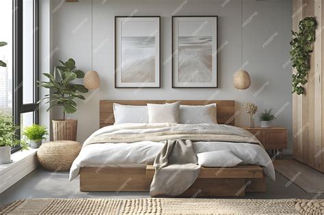 Premium Photo Cozy Rustic Bedroom Interior With Natural Wood Accents