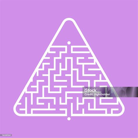 추상 삼각형 미로 아이들을위한 게임 아이들을위한 퍼즐 입구 1개 출구 1개 미로 수수께끼 색상 배경에서 격리된 플랫 벡터 그림입니다 이미지에 대한 장소와 함께 개념에 대한
