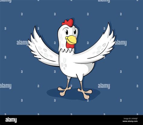 Happy Cartoon Chicken With Raised Arms Vector Clip Art Illustration