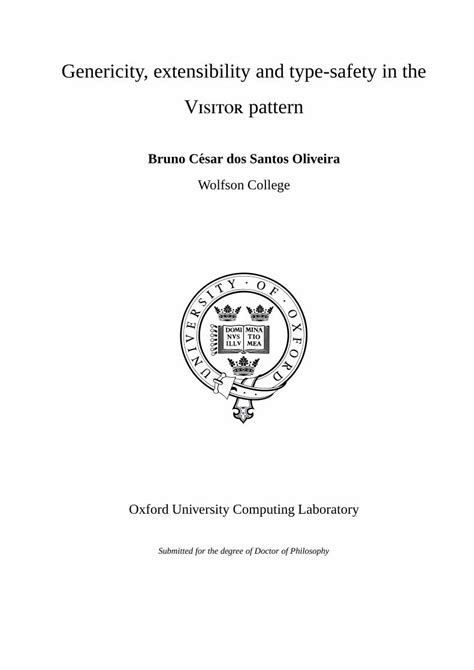 pdf genericity extensibility and type safety in the visitor pattern
