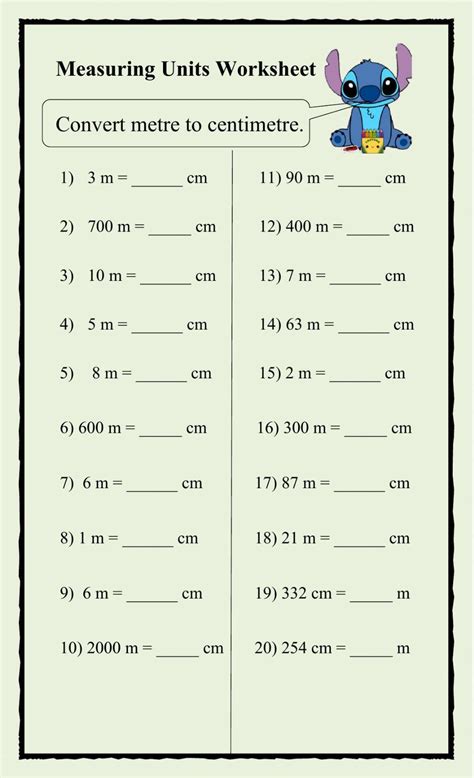 Units Conversion Worksheet Pdf