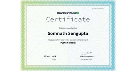 Hackerrank Skill Certificate Somnath Sengupta