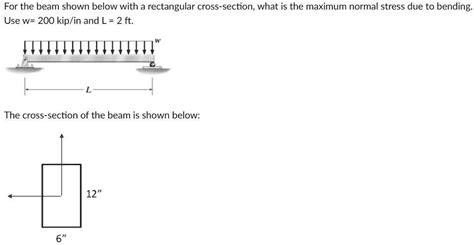 Solved For The Beam Shown Below With A Rectangular Cross Section What