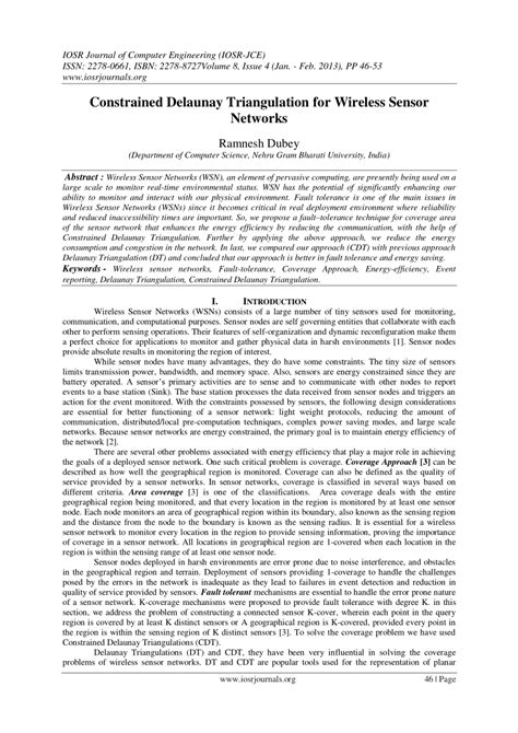 Pdf Constrained Delaunay Triangulation For Wireless Sensor Networks