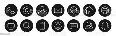 저희에게 연락하고 라인 스타일의 통신 웹 아이콘 웹 및 모바일 아이콘입니다 채팅 지원 팩스 메시지 전화 벡터 그림입니다 에