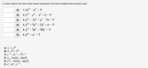 Solved 1 Point Match The Third Order Linear Equations With