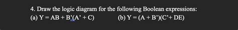 Solved Draw The Logic Diagram For The Following Boolean Chegg