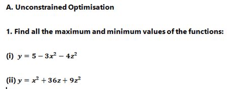 solved a unconstrained optimisation 1 find all the maximum