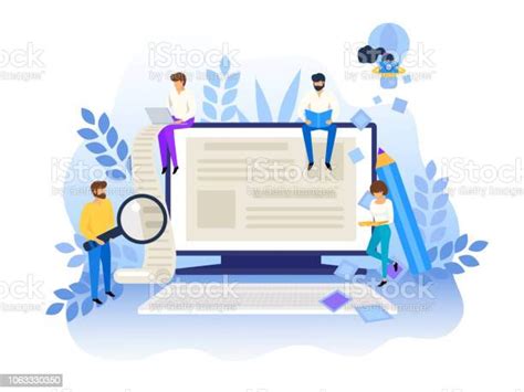 블로깅과 창작 개념 웹 페이지 배너 프레 젠 테이 션 소셜 미디어 포스터에 대 한 콘텐츠 관리 교육 뉴스 카피 라이팅 세미나 자습서 벡터 일러스트 레이 션 마케팅에 대한