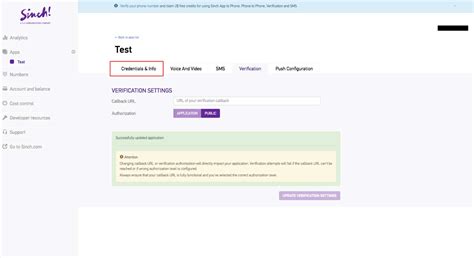 Step 12 Here Is Your Sinch Key And Sinch Secret Key Copy Them