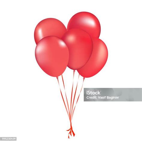 파티 벡터 풍선 빨간 생일 현실적인 벡터 풍선 현대 휴일 장식 풍선 기념일 은퇴 졸업 행사 생활 이벤트 인사말 카드 기쁨 긍정적 인 추상 개념에 대한 스톡 벡터 아트 및