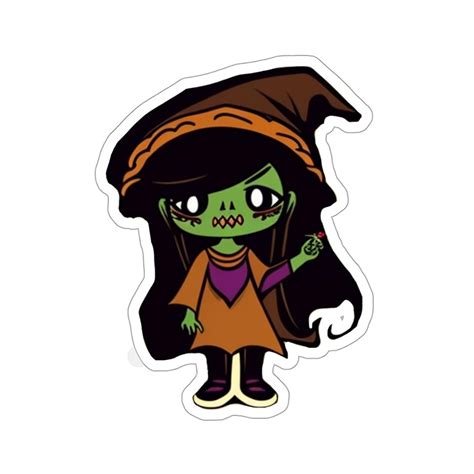 Brown Cute Halloween Witch Waterproof Vinyl Sticker Churail Bollywood Baddie Desi Art Ghost Boo