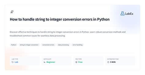 How To Handle String To Integer Conversion Errors In Python Labex