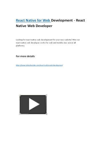 Ppt React Native For Web Development React Native Web Developer