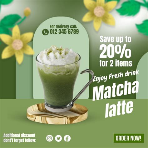 Matcha Latte Drink Template Postermywall