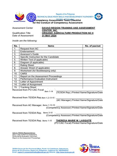 Css Tools And Equipment Checklist Pdf
