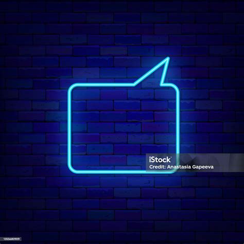 스퀘어 스피치 버블 네온 사인 빈 프레임입니다 용 공간을 복사합니다 외부 빛나는 효과 배너 벡터 스톡 일러스트레이션 Brand Name Online Messaging