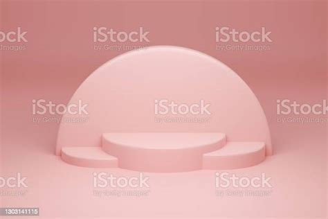 분홍색 배경에 연단 추상 기하학적 디자인 3d 일러스트레이션 3차원 형태에 대한 스톡 사진 및 기타 이미지 3차원 형태 Publicity Event 개체 그룹