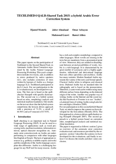 pdf techlimed qalb shared task 2015 a hybrid arabic error