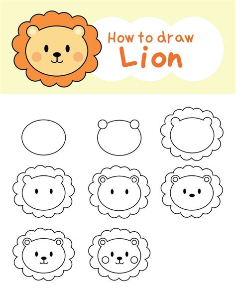 Lion Cartoon Drawing Step By Step
