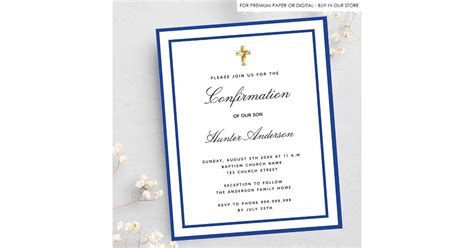 Confirmation Royal Blue White Budget Invitation Flyer Zazzle
