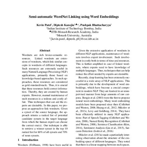 Semi Automatic Wordnet Linking Using Word Embeddings Acl Anthology