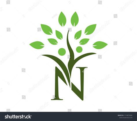 Abstract Letter N Tree Leave On Stock Vector Royalty Free 1774873694 Shutterstock