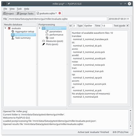 1141 Opening And Browsing The Results — Pyopus 010 Documentation