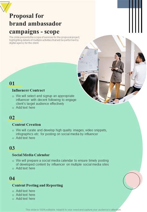 Proposal For Brand Ambassador Campaigns Scope One Pager Sample Example Document Ppt Powerpoint