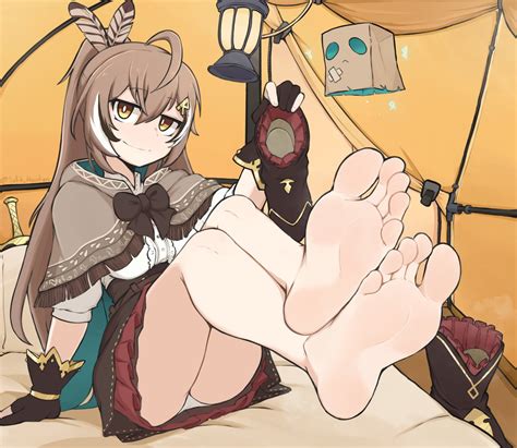 Rule 34 1girls Barefoot Brown Hair Crossed Legs Fan Mascot Vtuber